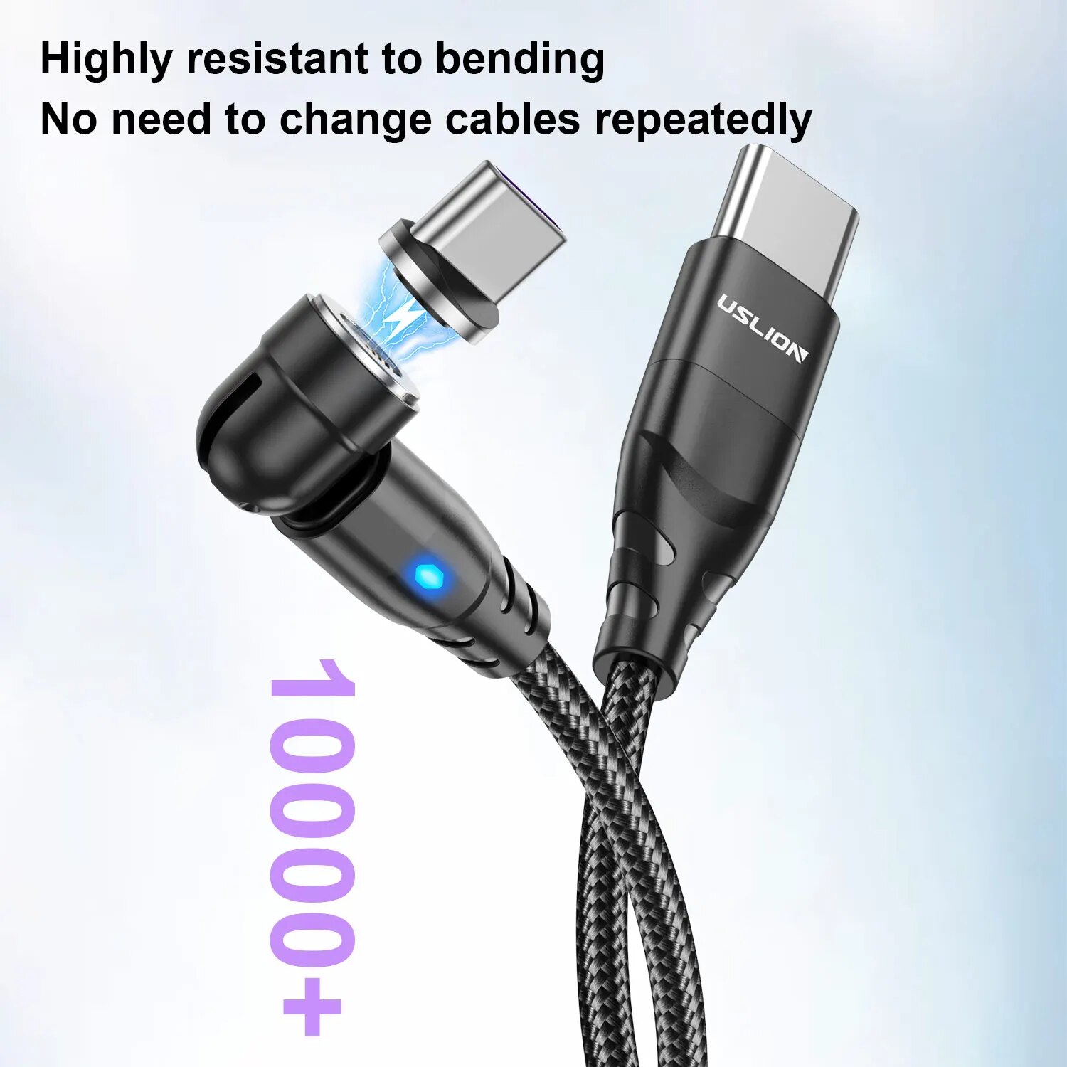 NEW USLION 100W Rotate Magnetic USB C Cable Fast Charging Micro Type C ...