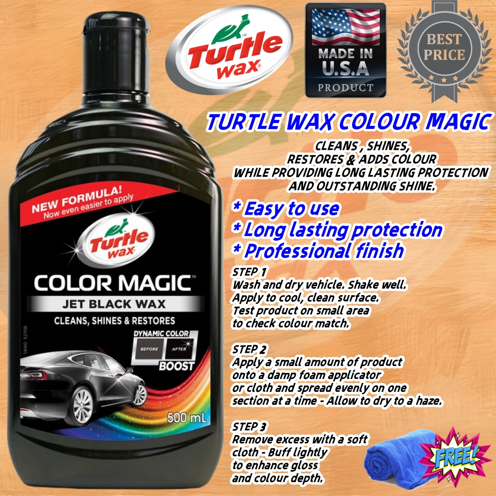 (100% ORIGINAL TURTLE WAX) Turtle Wax Colour Magic Jet Black Wax ...