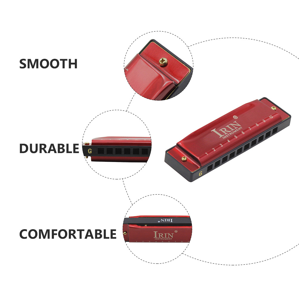 10 Hole 20 Tone Harmonica Responsive Tones Key Of G Metal Over-Blowing ...