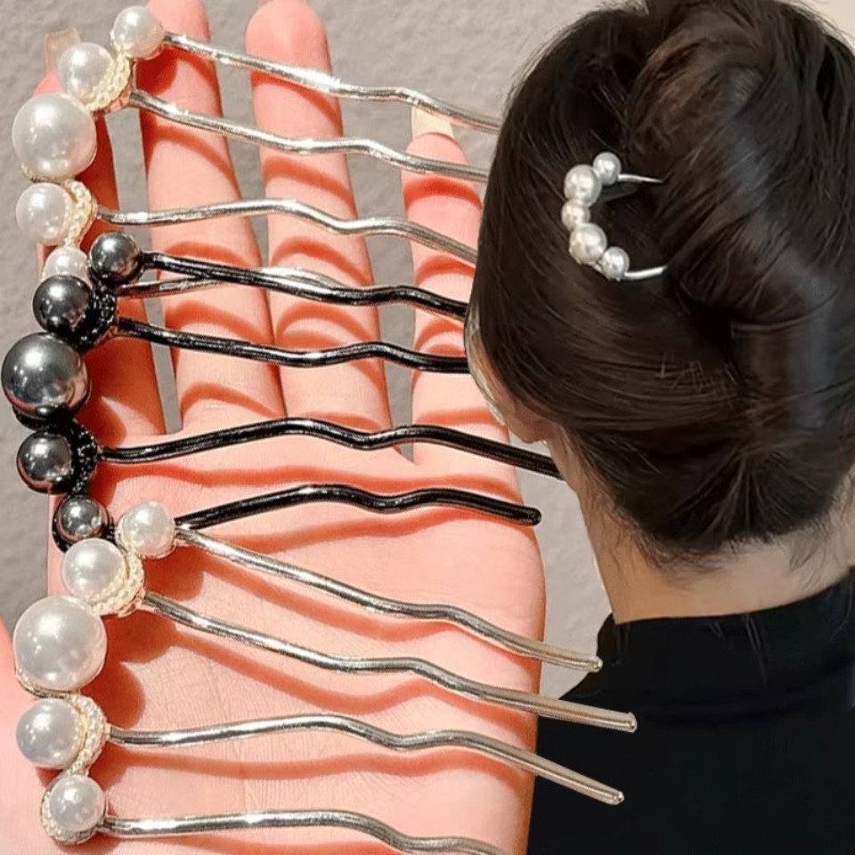Fashion Metal U-Shaped Hair Stick for Women Girls Simple Pearl Hair ...