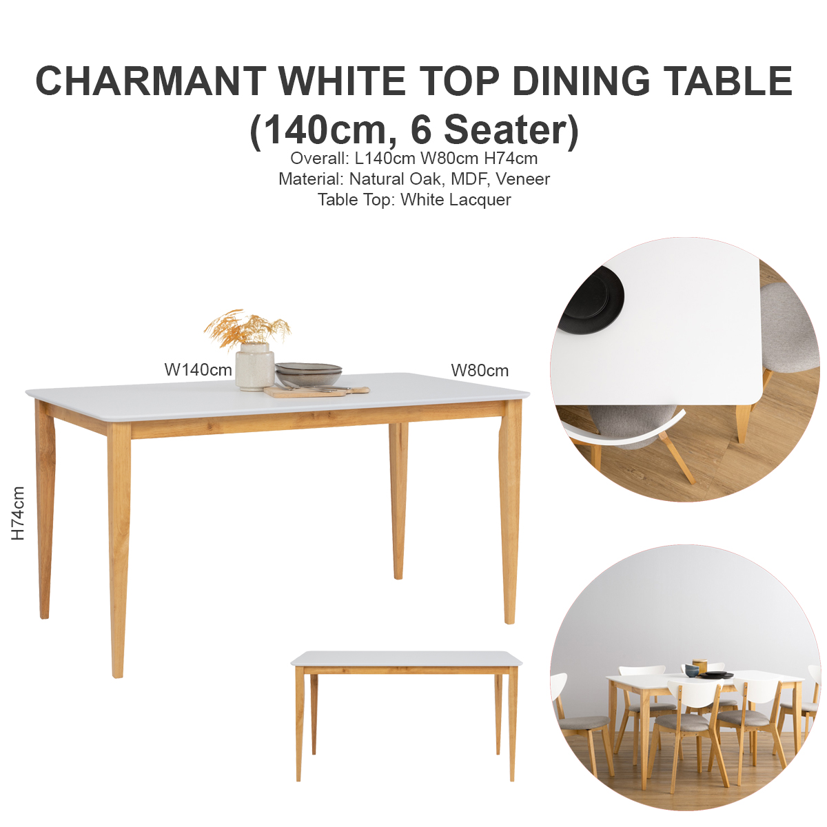 [Bulky]Ready Stock Designer Wooden Dining Table | Sits 4-6 people (Free ...