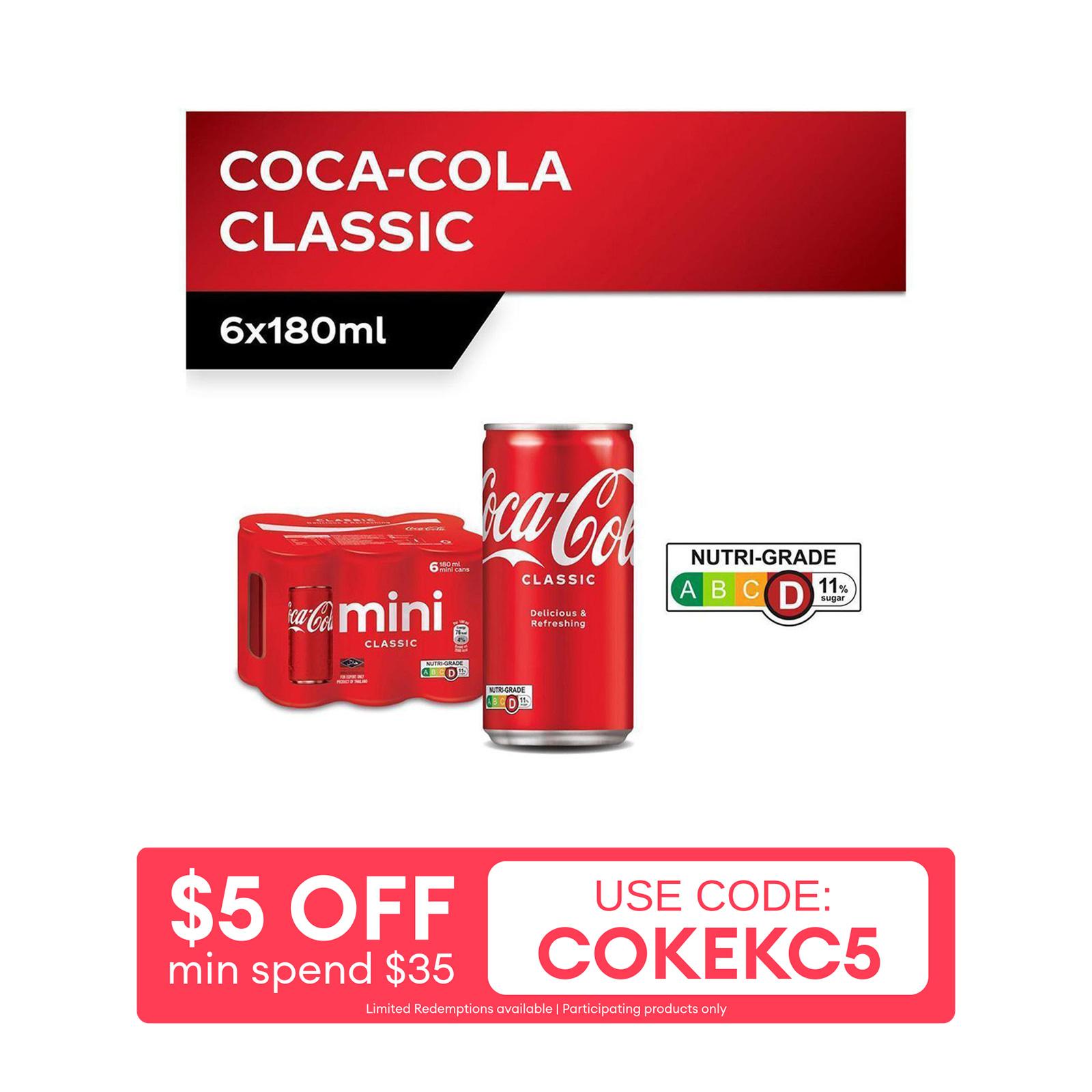 Coca-Cola Classic Mini Cans (6 X 180ML) Pack | Lazada Singapore