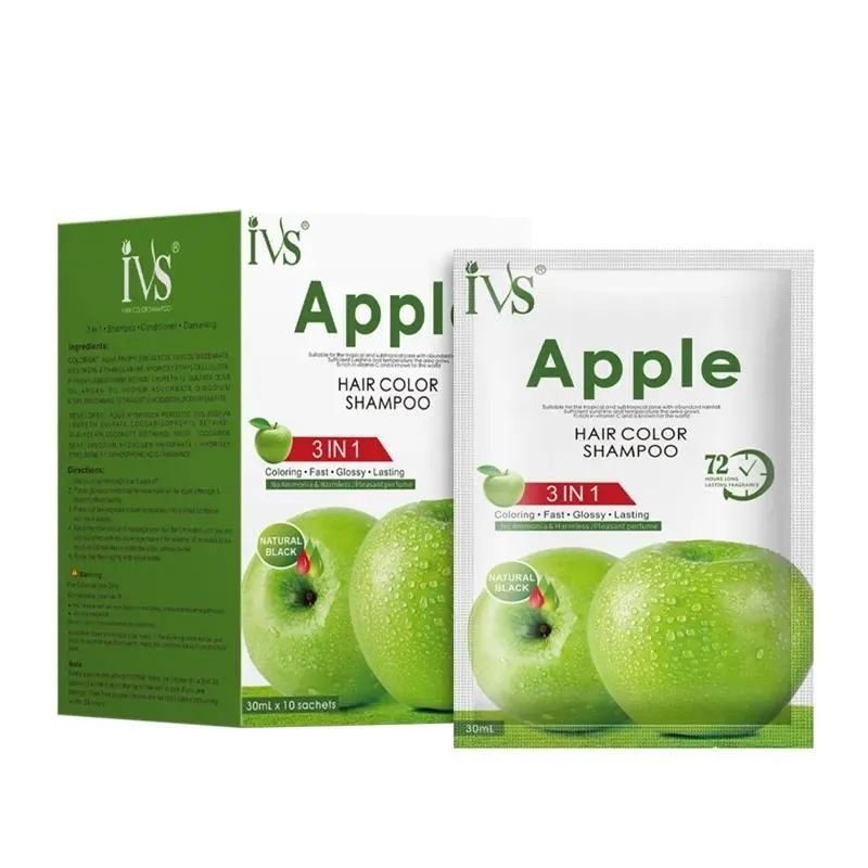 Fast Champion Apple Black Hair Color Shampoo - Pack of 10 (25ml Each ...