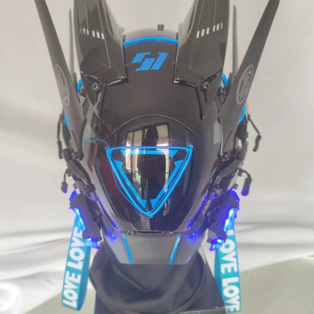Blue Double Angle Cyberpunk Mask Cosplay Shinobi Mask Special Forces ...