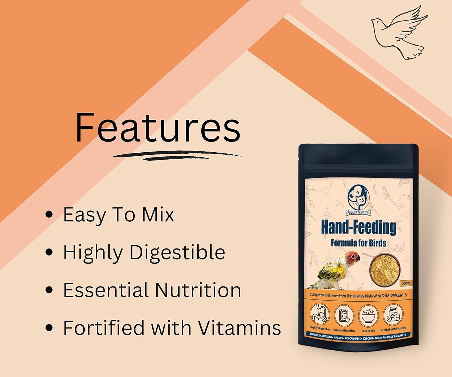 Foodie Puppies Hand Feeding Formula Bird Food - 500gm (Pack of 1 ...