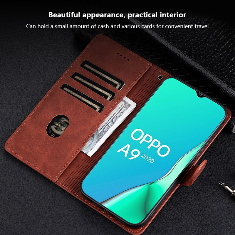 Biruiqu For OPPO A5 A9 2020 New Business Minimalist Flip Style Leather ...