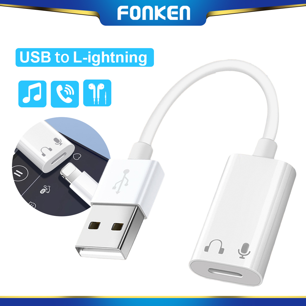 FONKEN USB A to iOS Audio Adapter Cable USB Male to iOS Female ...