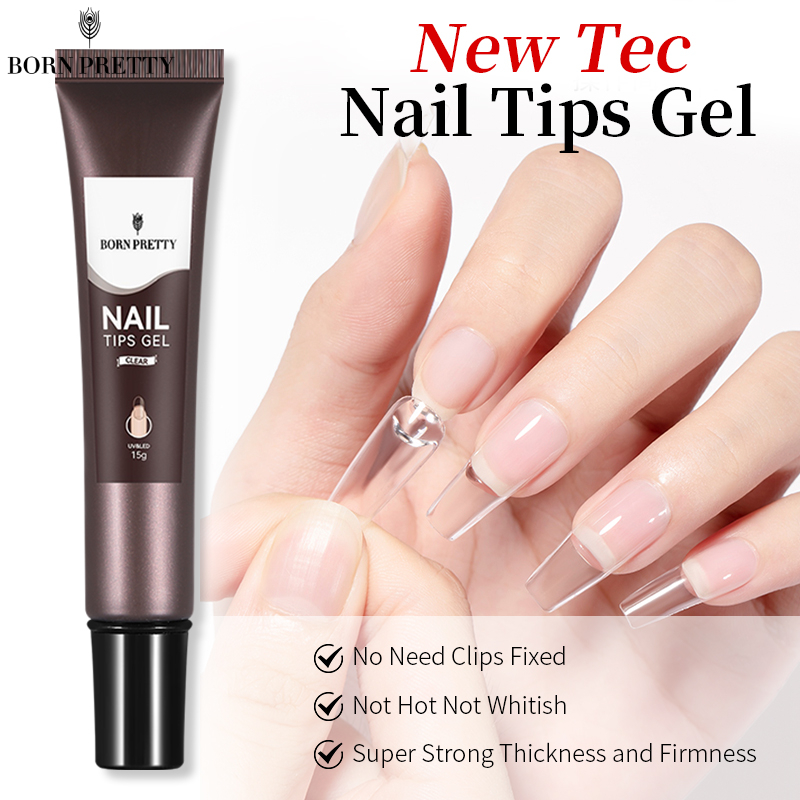 BORN PRETTY 15กรัมใหม่ Tec เล็บเคล็ดลับเจลสำหรับเล็บปลอมเล็บกาวเจลขยาย ...