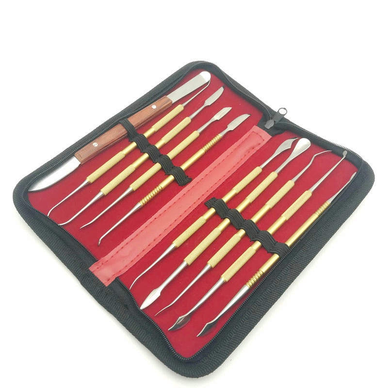 10Pcs Dental Stainless Steel Wax Carving Tool Set Dentist Sculpture ...