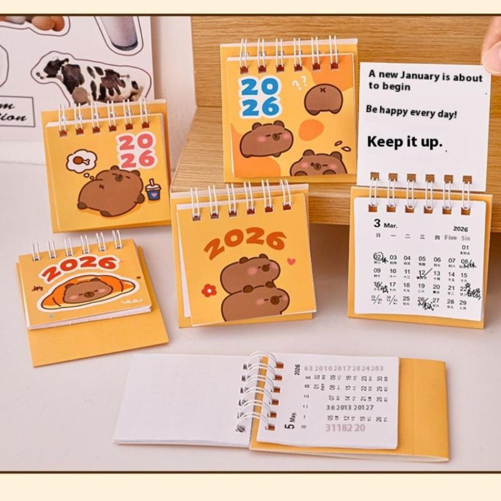 Cute Mini 2026 Desk Calendar Portable Cartoon Office Standing Flip ...
