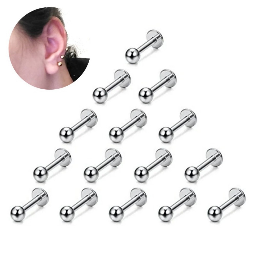 【Recently popular】15 pieces stainless steel lip nail ball ear bone nail ...