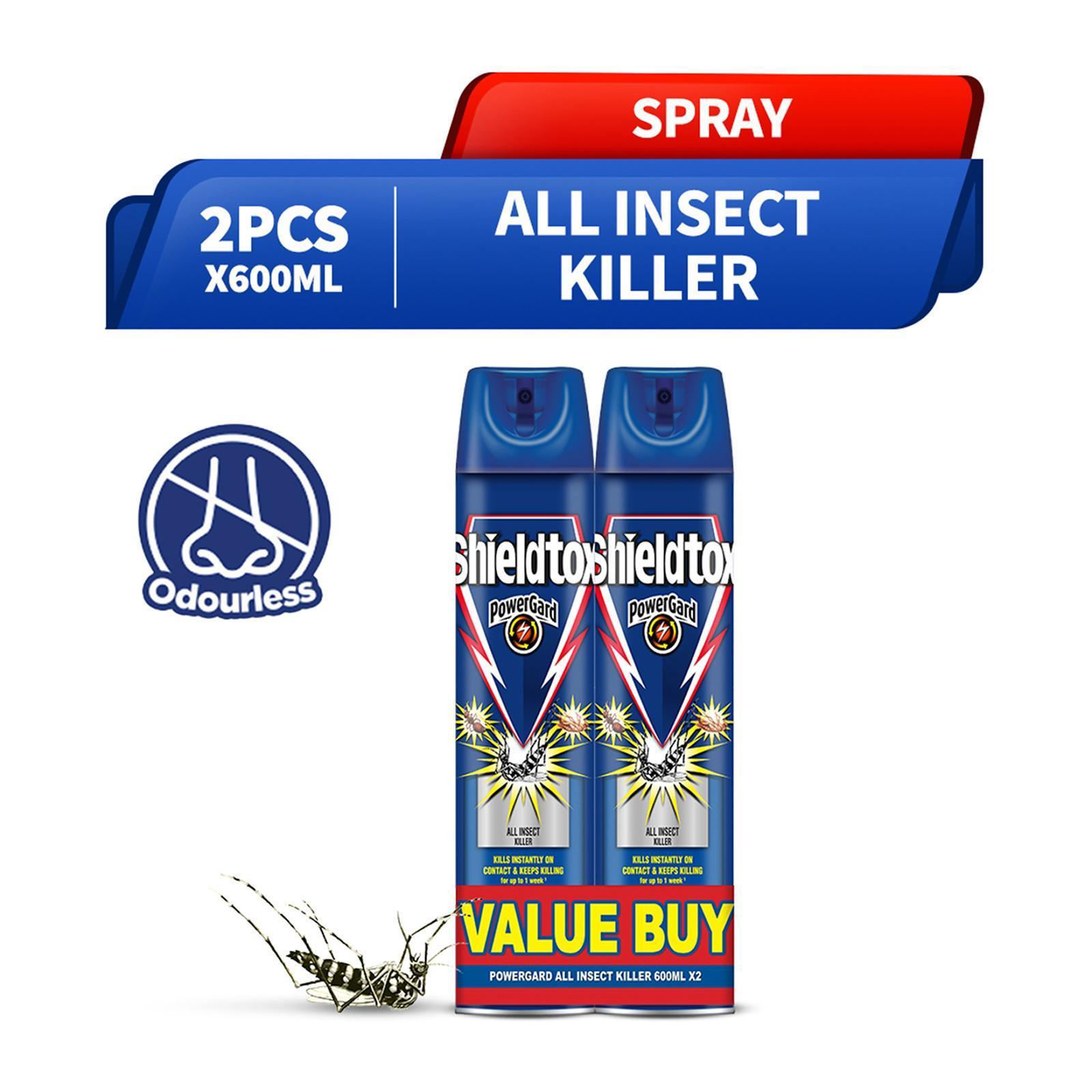 Shieldtox PowerGard All Insect Killer Spray Odourless 600ML Twin Pack ...