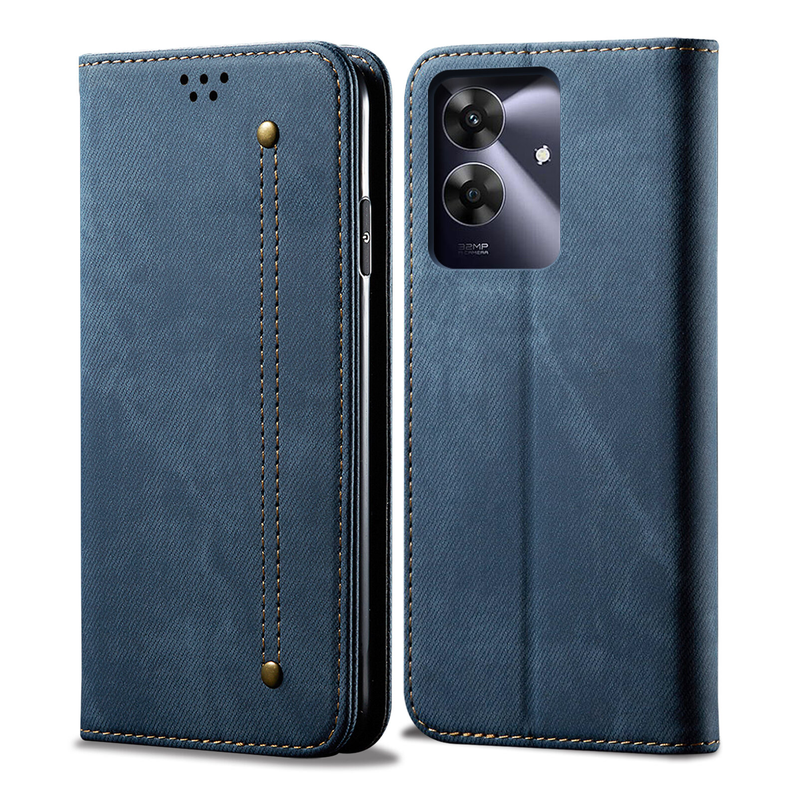 lthmy for Realme Note 60 case Retro Denim Leather Flip Wallet Stand ...