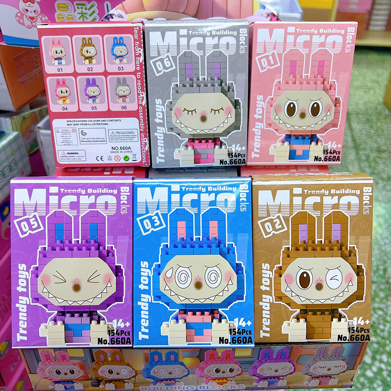1 Set Labubu Figure Micro Building Blocks Diamond Bricks Bubble Mart Blind Box New Labubu ...