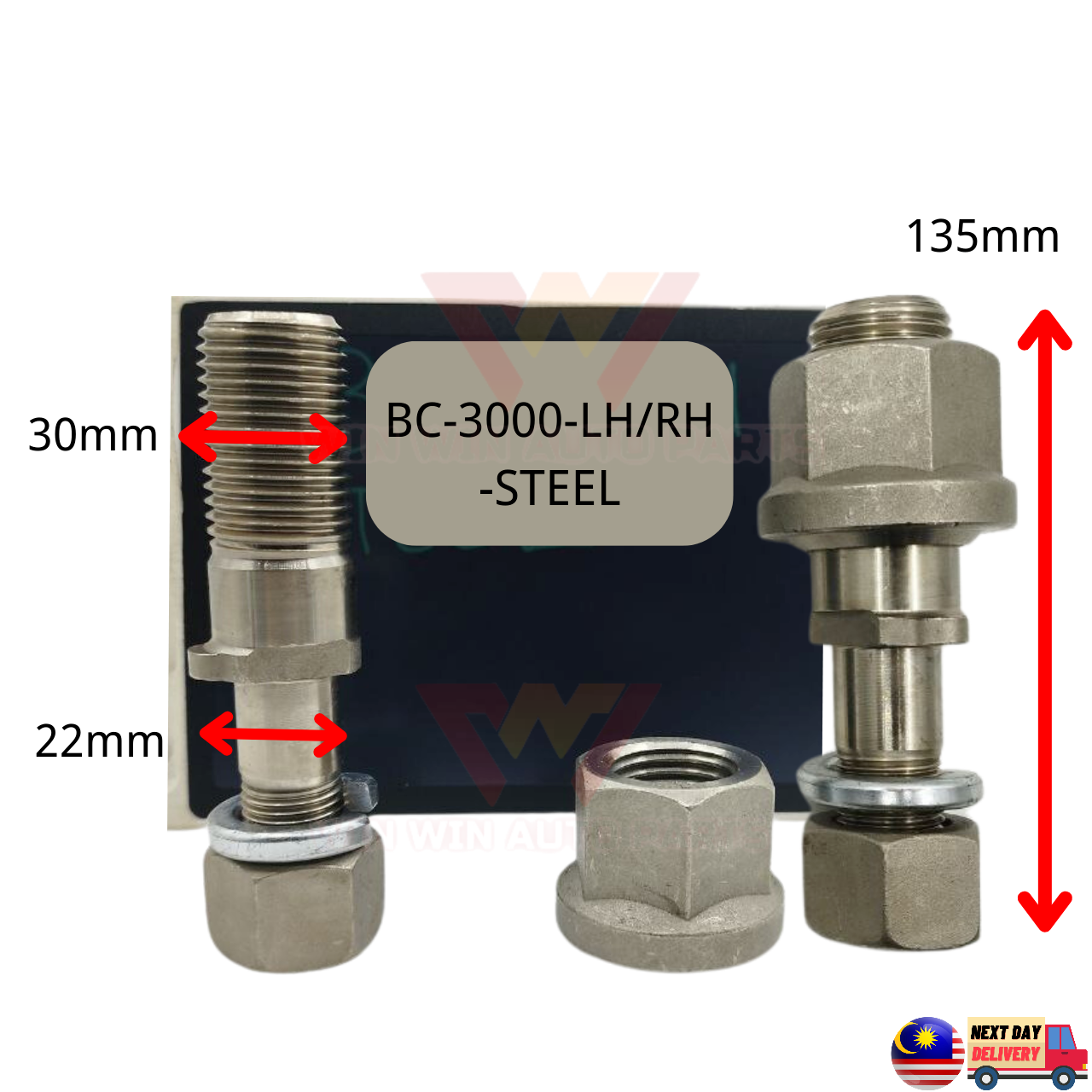 Hino Nissan Fuso 30M Rear Wheel Bolt 30mm x135mm Steel Chrome HD Wheel ...