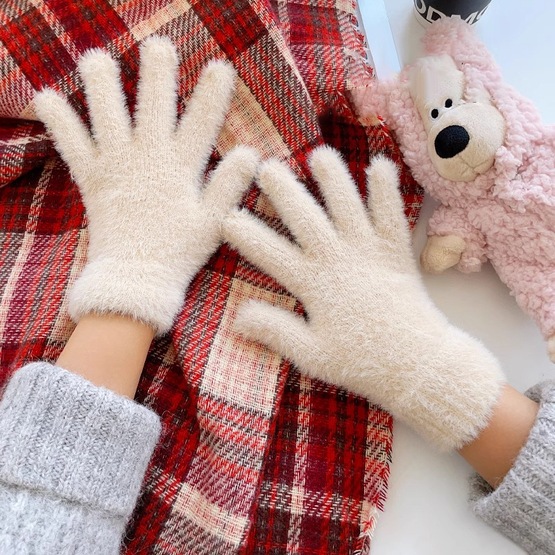 1Pair Cute Touch Screen Gloves Winter Warm Windproof Soft Full Fingers ...