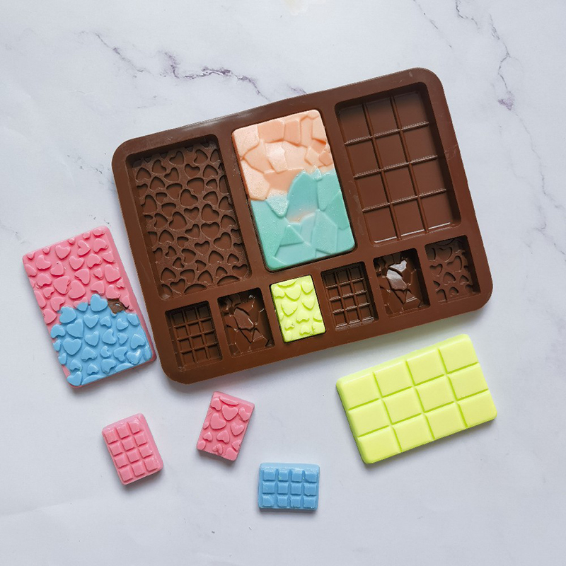Chocolate Rectangle Bar DIY Candy Dessert Waffle Love Heart Silicone ...