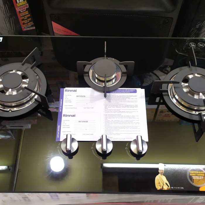 Kompor Gas Tanam RINNAI RB-713N(GB) 3 Tungku Garansi resmi | Lazada Indonesia