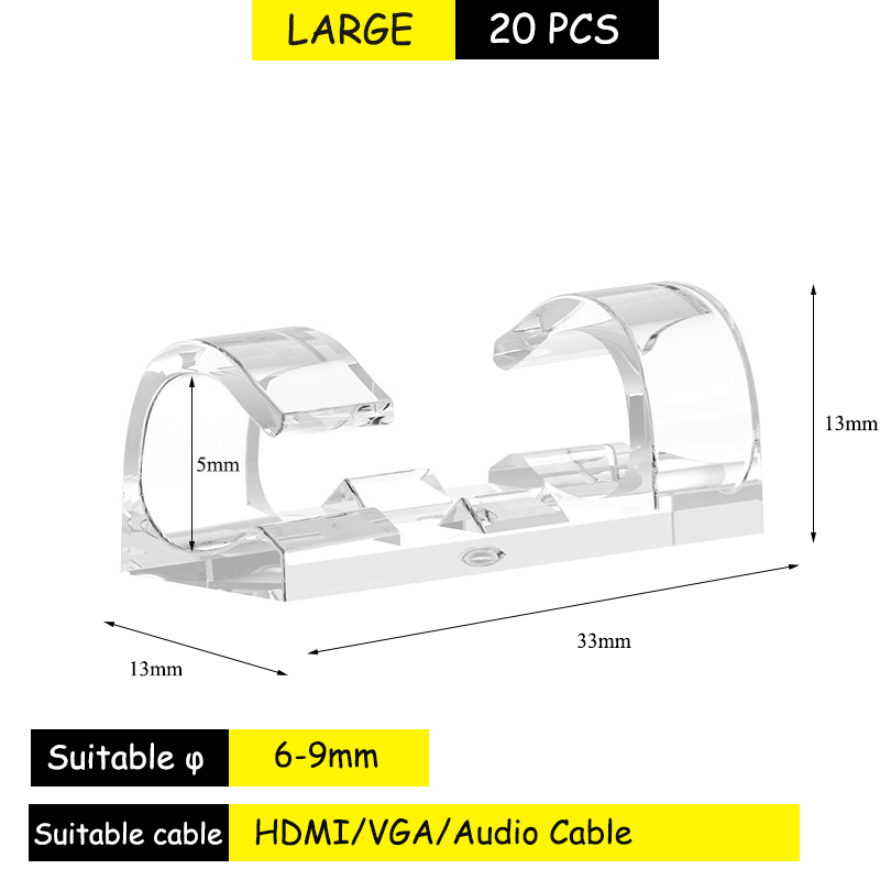 Homy Transparent Hook Wire Holder Adhesive Cable Clips Cable Management ...