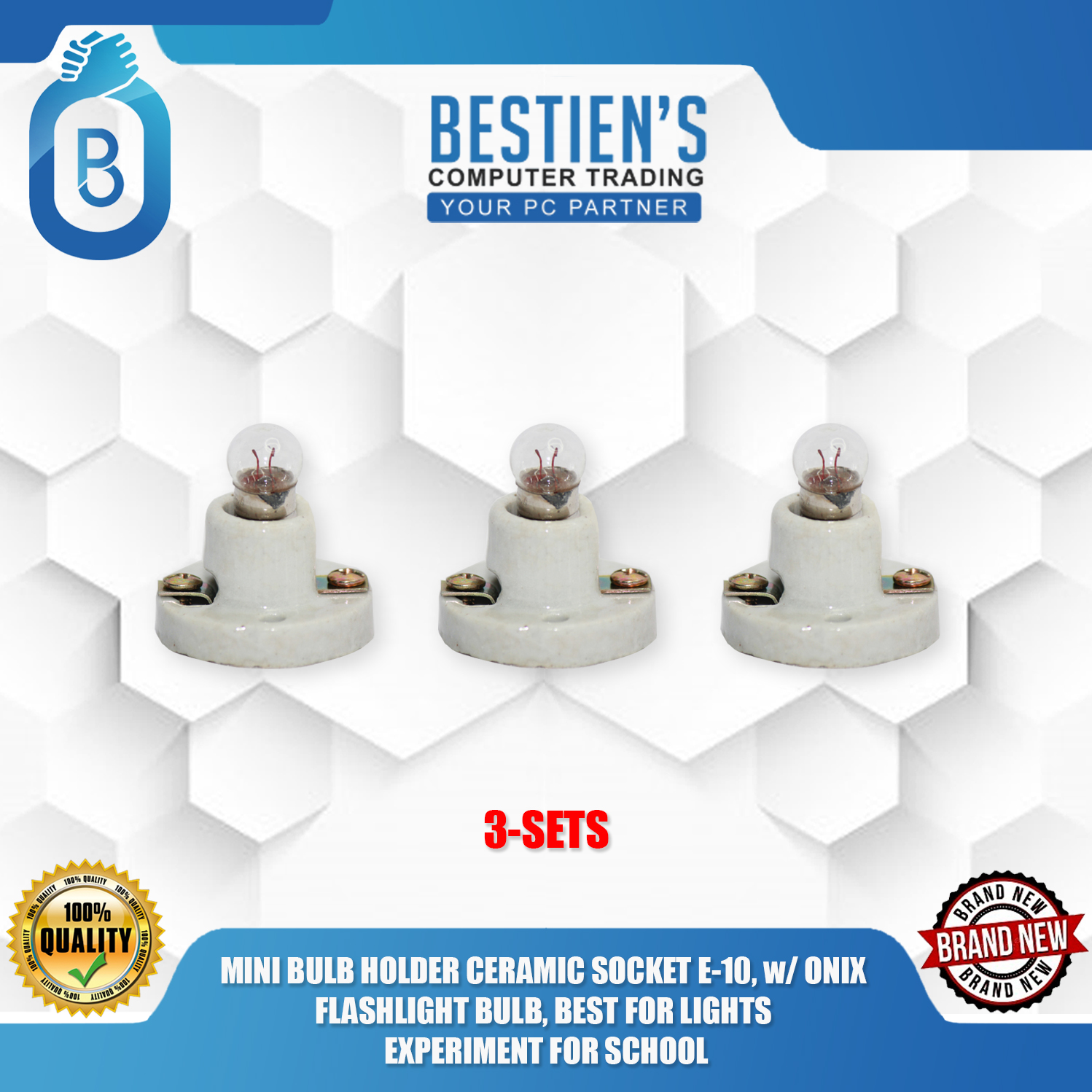 MINI BULB HOLDER CERAMIC SOCKET E-10, w/ ONIX FLASHLIGHT BULB, BEST FOR ...