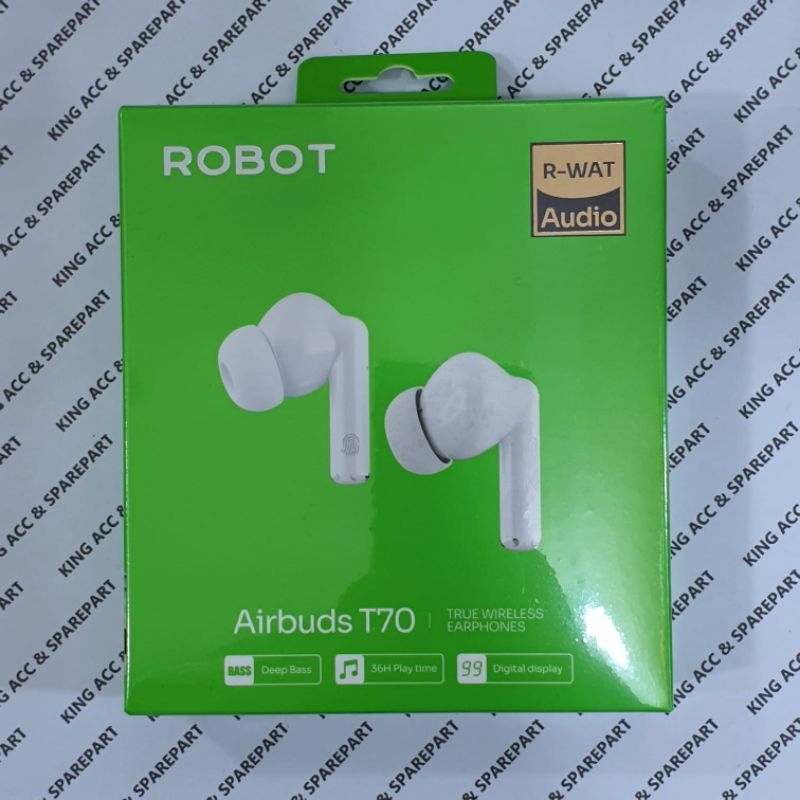 ROBOT AIRBUDS T70 TWS DEEP BASS DISPLAY AND 36H PLAYTIME | Lazada Indonesia