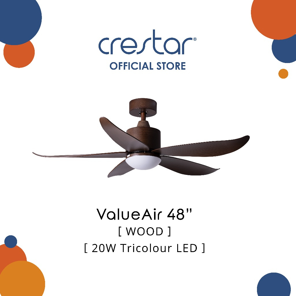 Crestar Value Air Ceiling Fan with LED Light & Remote Control 5 Blade ...