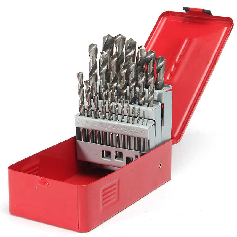 Realmote High Quality 25Pcs 1-13mm Twist Drill Bit Set HSS Wood ...