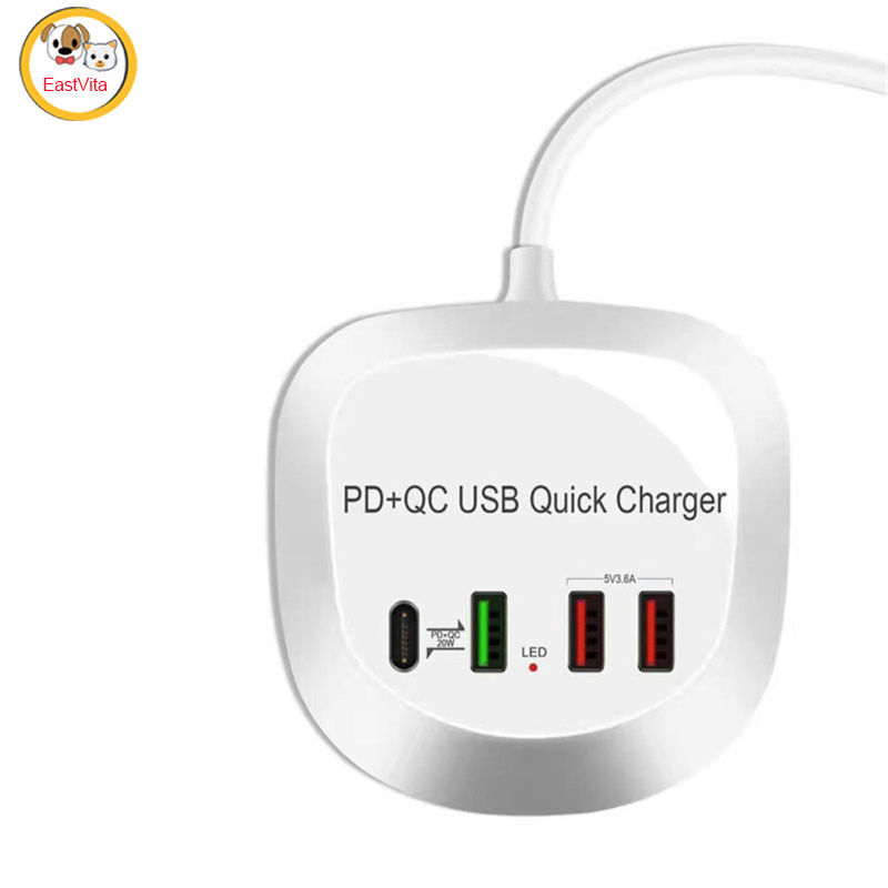 4 Ports Usb Charger Hub Adapter Pd20w Qc3.0 Quick Charge Multi-port Usb ...
