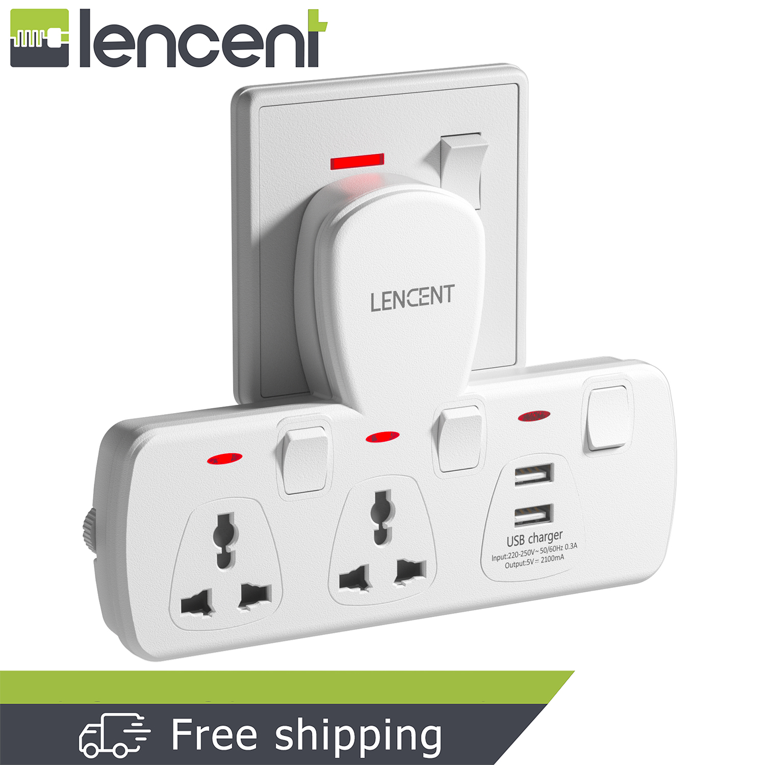 NEW 【Too much love!】Lencent 4 in 1 Plug Extension USB Wall Plug with ...