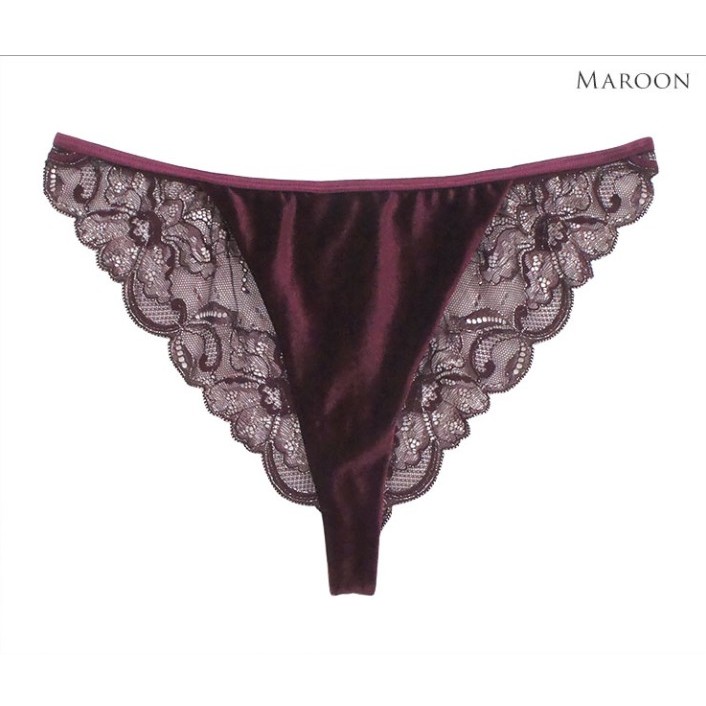 Annebra กางเกงใน ทรงบิกีนี่ ผ้ากำมะหยี่ตัดต่อผ้าลูกไม้ Bikini Panty รุ่น AU3-888 | Lazada.co.th