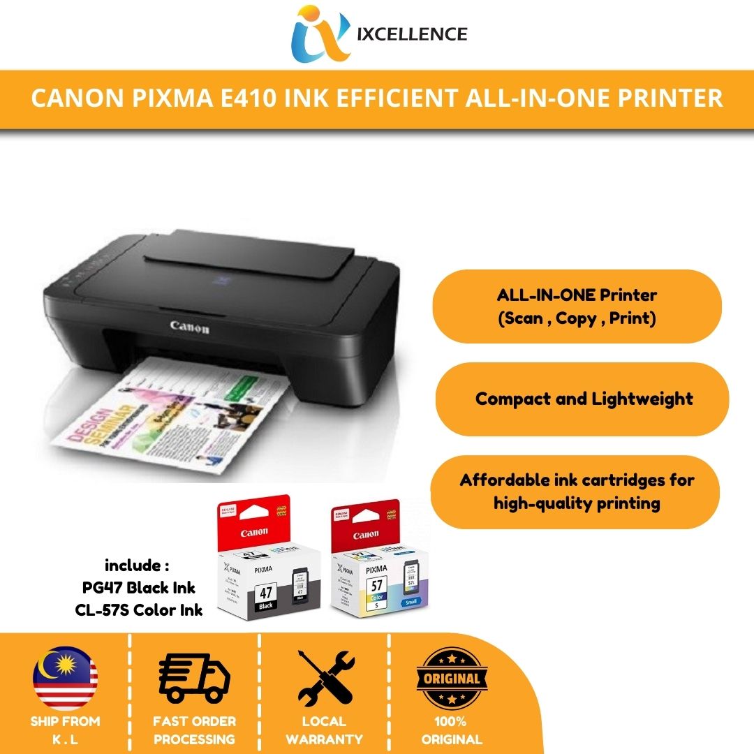 [IX] Canon PIXMA E410 INK EFFICIENT ALL-IN-ONE PRINTER | Lazada