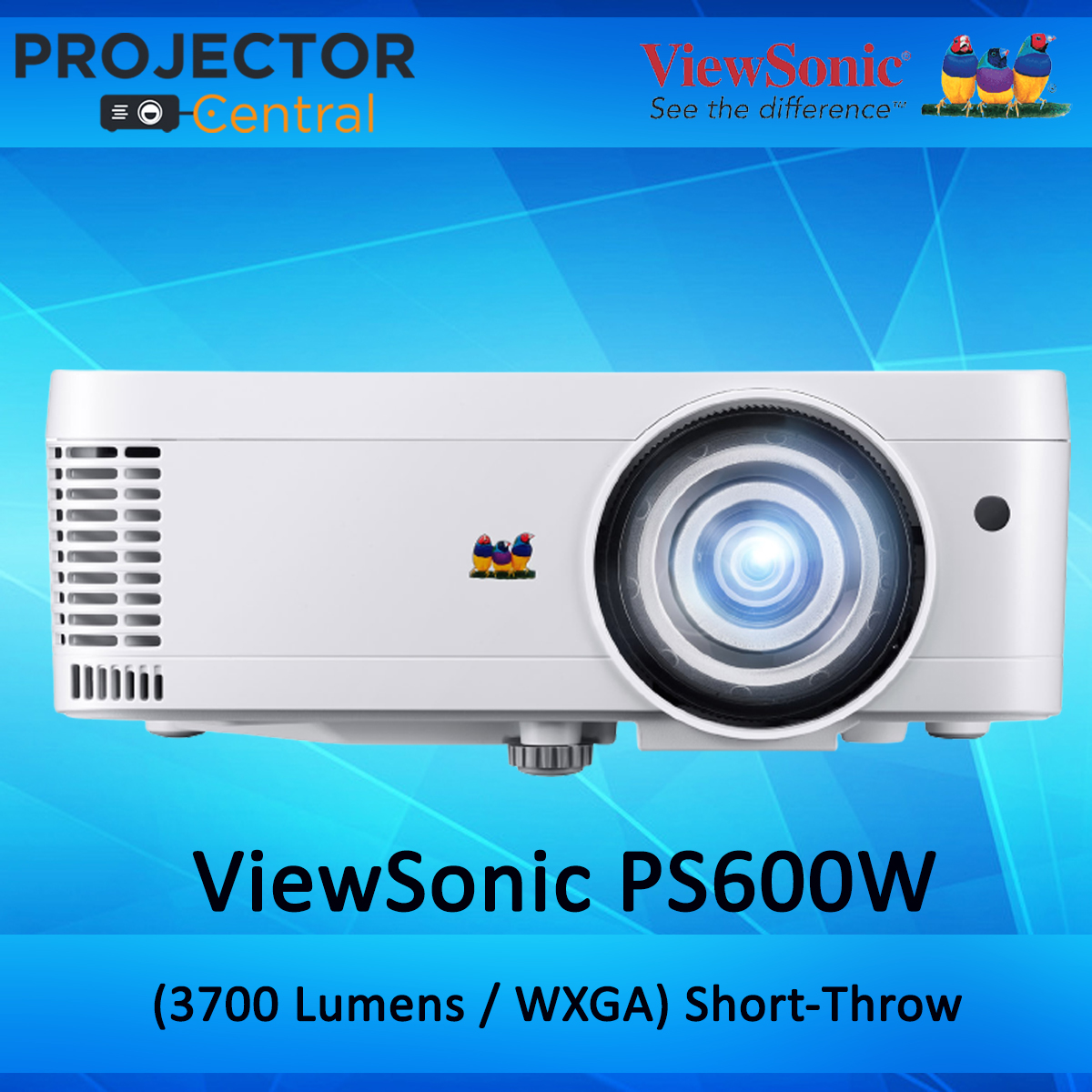 ViewSonic PS600W (3700 Lumens / WXGA) Short-Throw Projector [ by ...