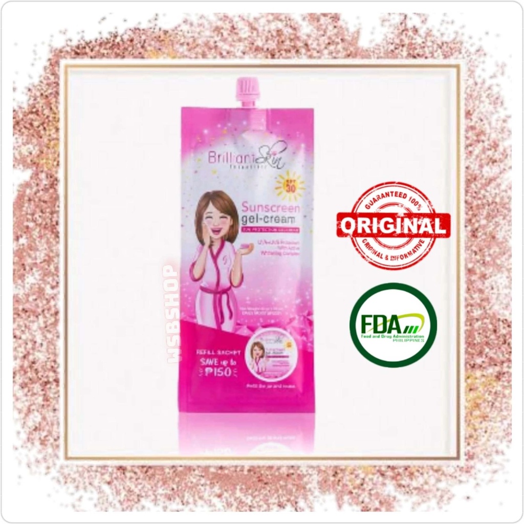 Orig BRILLIANT SKIN SUNBLOCK Sunscreen Gel Cream 50g ProtectSachet ...