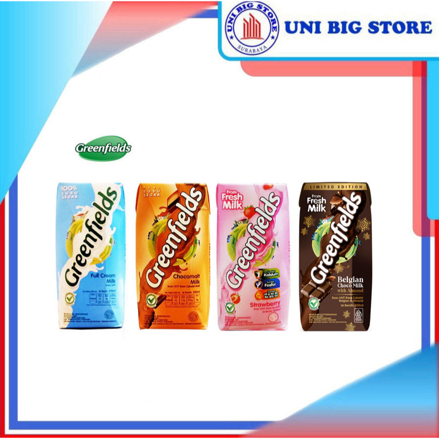 Susu UHT Greenfields Greenfield Full Cream - Chocolate - Strawberry ...