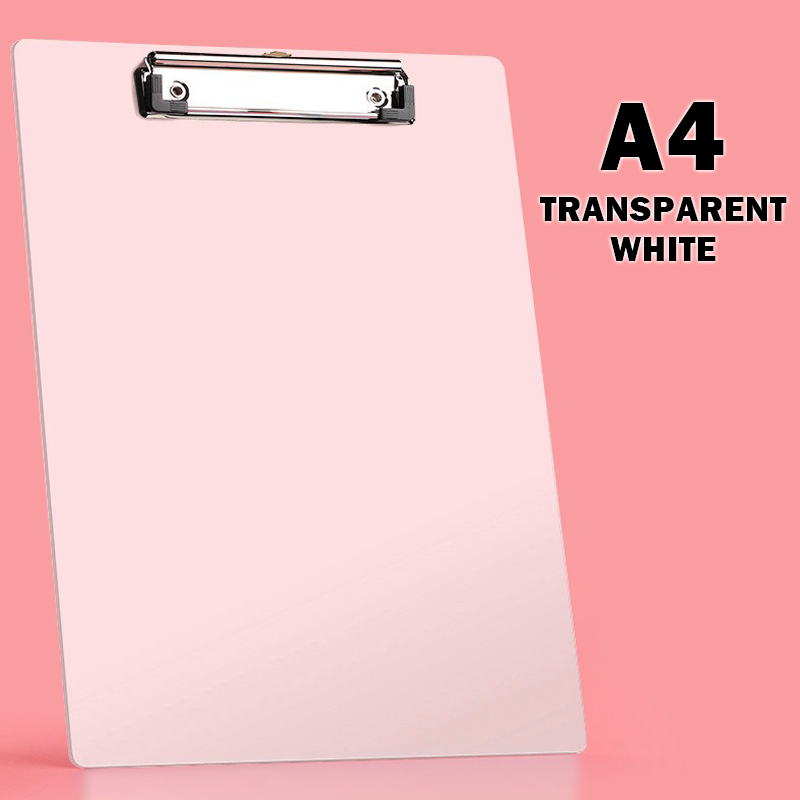 A4 PVC Clipboard File Folder Transparent Writing Pad School Office ...