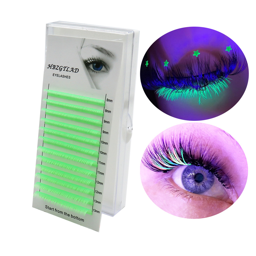 New Glow under UV light Lashes 8-13mm mix length C/D false lashes ...