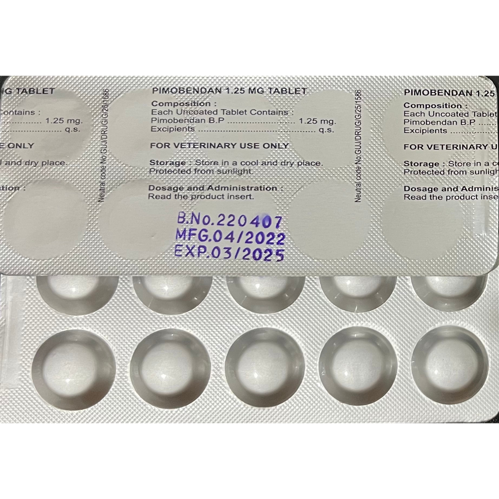 【Pet】 Pimobendan 5mg and 1.25mg (10 Tablets) (Exp: March 2025) | Lazada PH