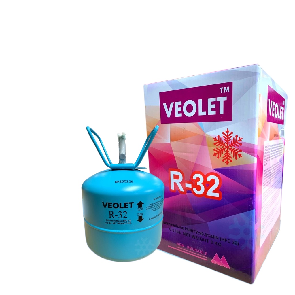 น้ำยา R32 ยี่ห้อ VEOLET (วีโอเลต) ขนาด เฉพาะน้ำยา 3 กก. ถังเล็ก เหมาะแก่การพกพา สำหรับเติมน้ำยา ...