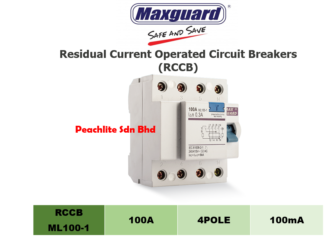 MAXGUARD Residual Current Operated Circuit Breakers ML63-1 ML100-1 Series ELCB RCCB 40A 63A 100A ...