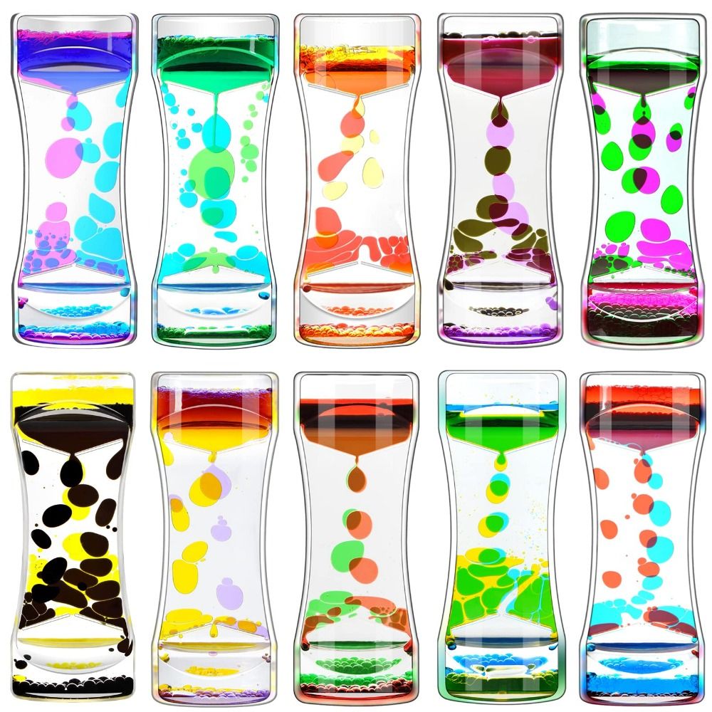 Calming Visual Double Colors Oil Hourglass Timer Acrylic Descending ...