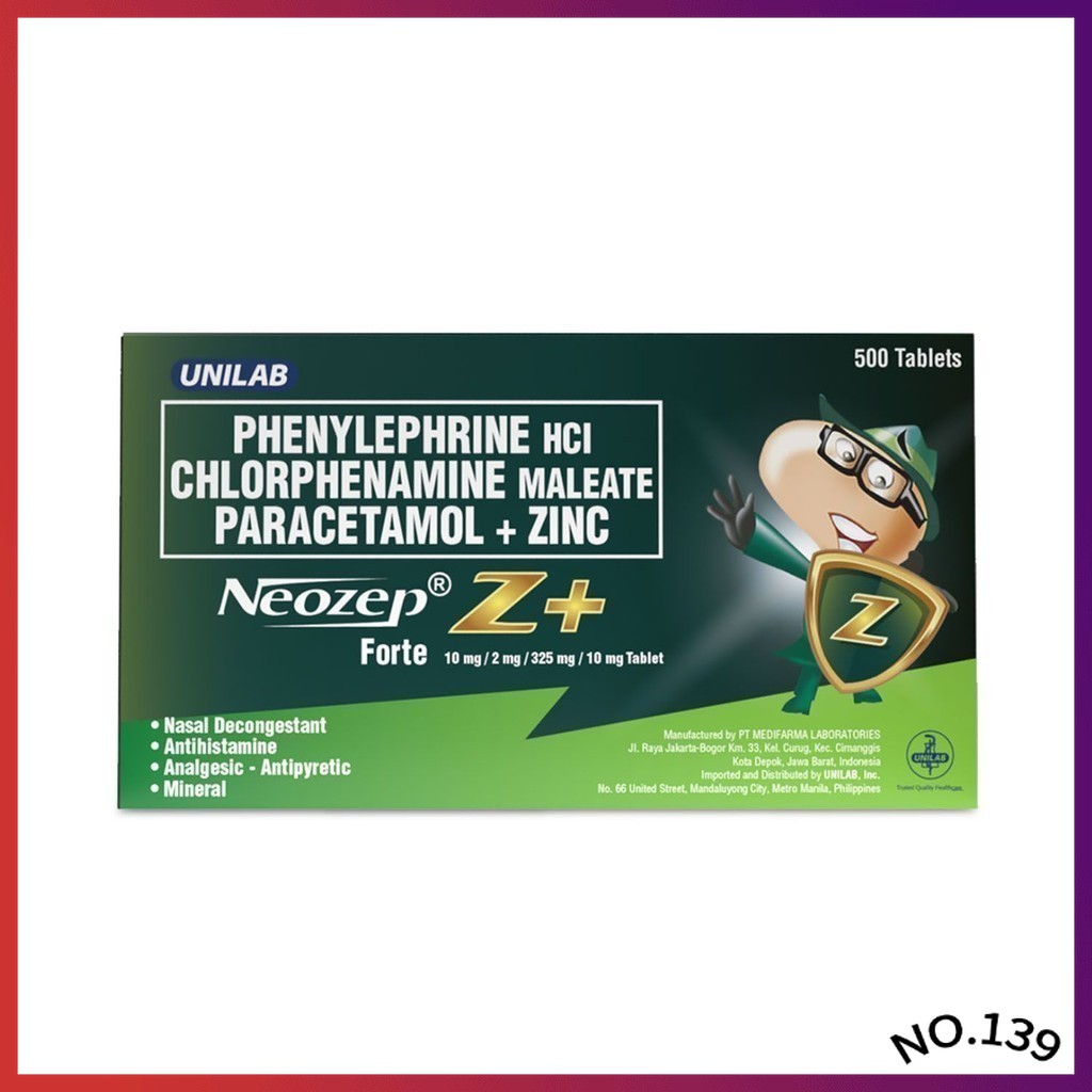 Healthy Unilab Neozep Z+ 100 Tablets- faster recovery from Runny Nose ...