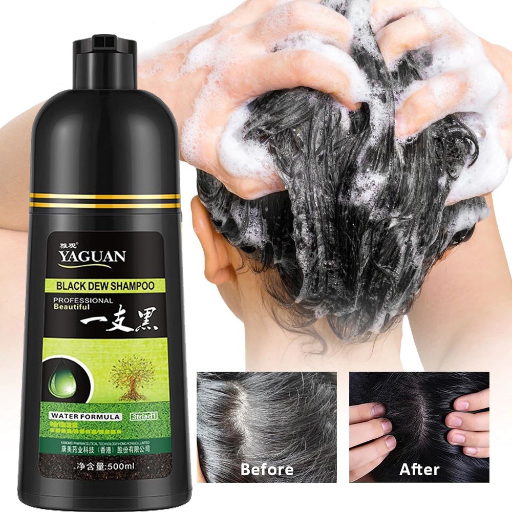 500ml Black Hair Shampoo Herbal Hair Dye shampoo White Hair into Black ...