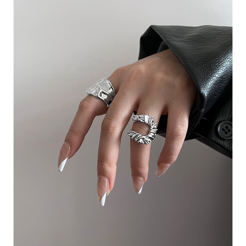 【MarketSphere】Pleated Wide Open Ring Women's Light Luxury Niche Design ...