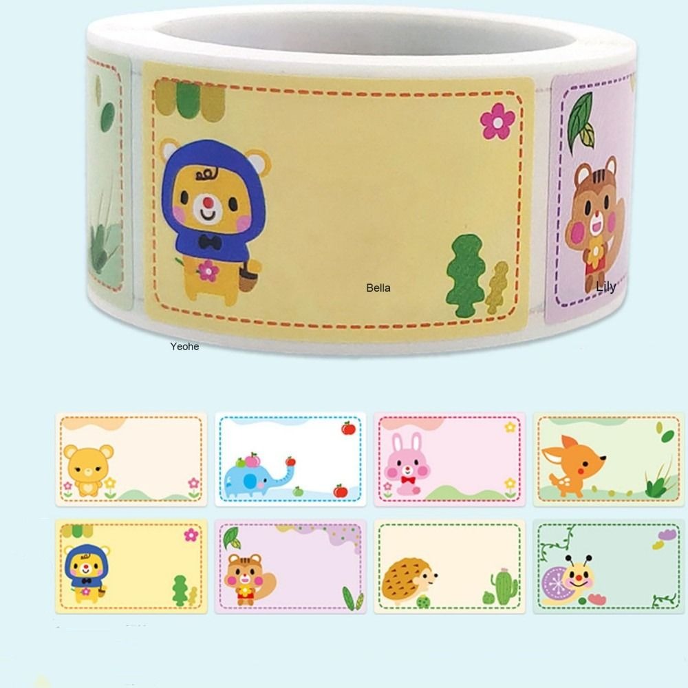 Rectangle Animals Name Tag Cartoon Blank Name Stickers Bear Self ...