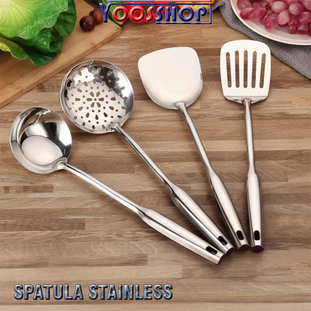 Spatula set stainless steel 4 in 1 sodet stenlis steel alat masak ...