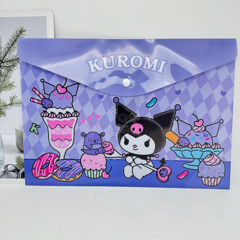 10PCS Sanrio Hello Kitty Kuromi Cartoon A4 Document Bag Thickened Snap ...