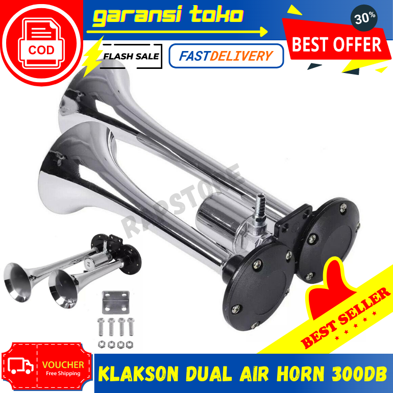 HEYVO Klakson Trompet Mobil Dual Air Horn 300dB 12V/24V / Klakson Mobil ...