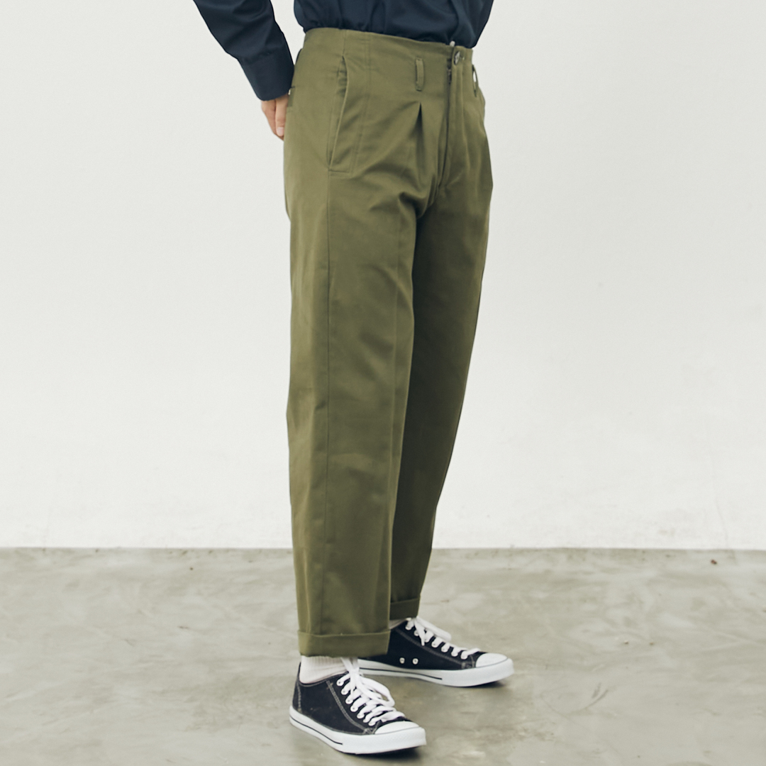 Headboyy - กางเกงทรงกระบอกหลวม HB Gentle Trousers - Olive Green ...