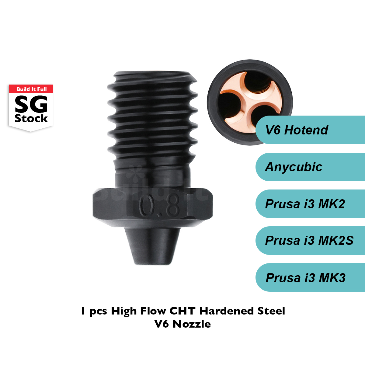 [SG Stock] High Flow CHT Hardened Steel V6 Nozzle for Prusa i3 MK2 ...