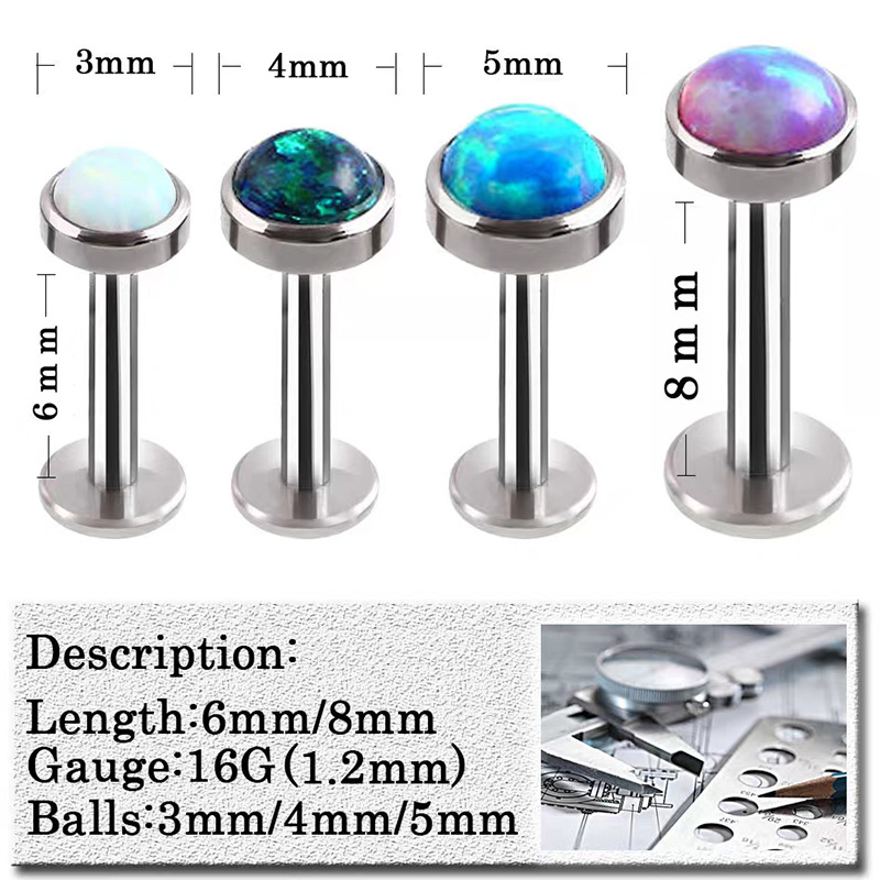 【Special offer】Supply new 304 stainless steel Opal lip nail lip ring human body piercing ...